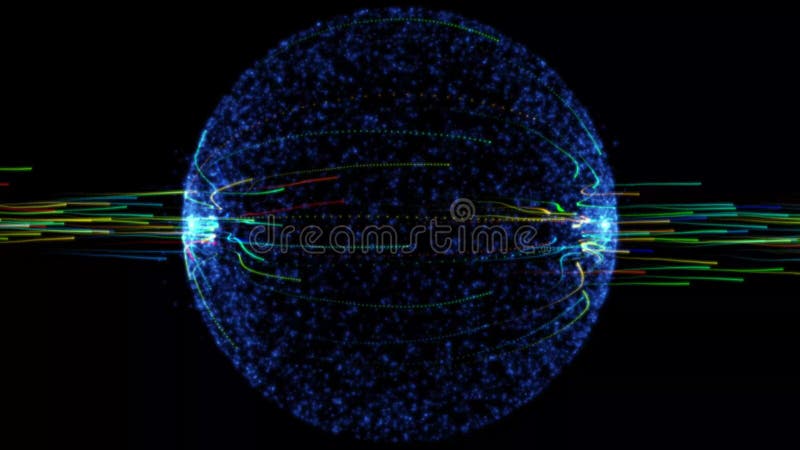 Abstract Background Blue Sphere in Space with Glowing Particles ...