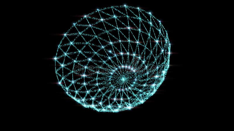 Abstract Background Blue Sphere in Space with Glowing Particles ...