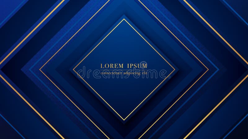 Abstract Background with Blue Square Shape and Golden Lines Stock ...