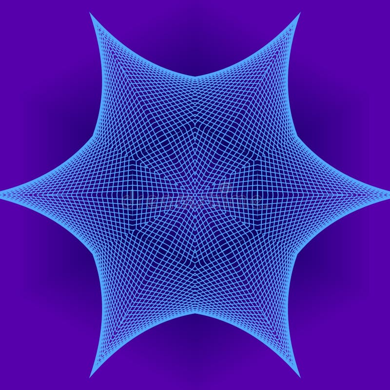 Abstract Background with Blue Symmetrical Mesh in the Form of a Star ...