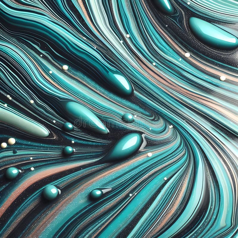 Abstract Background of Blue and Turquoise Liquid. 3d Render Stock ...