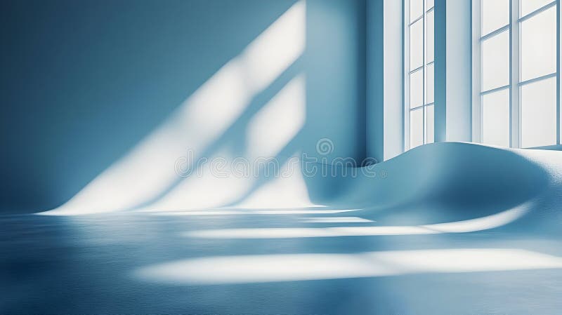 Abstract Background with Blue Walls and White Sunbeams Illustration ...