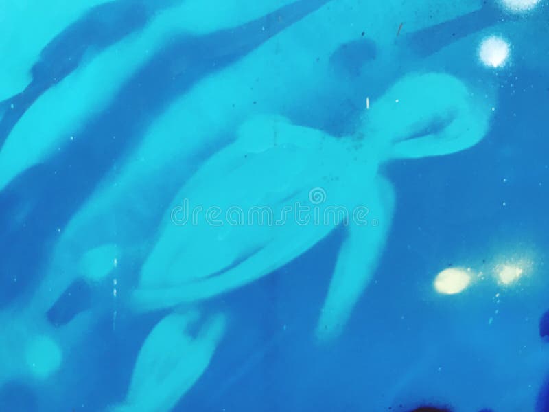 Abstract Background of Blue Water with a Small Sea Turtle in it. Stock ...