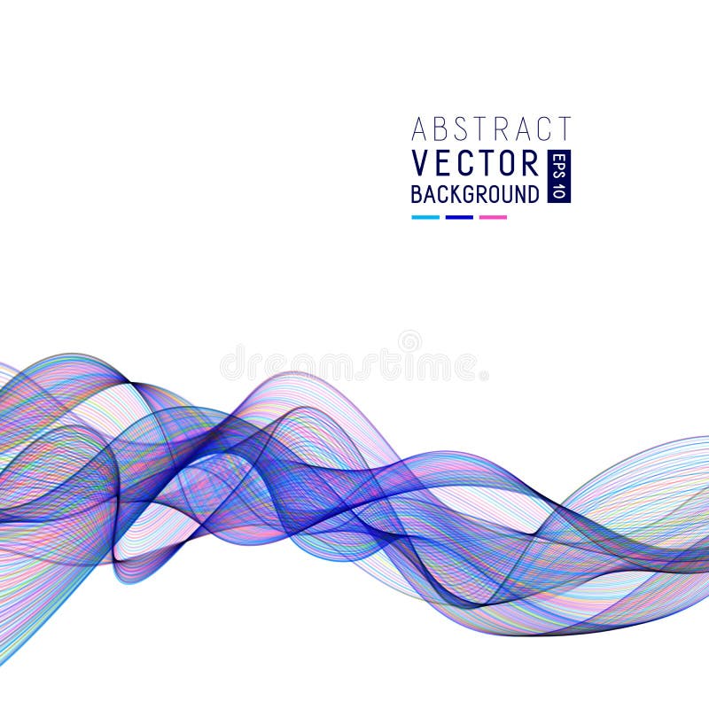 Abstract Background with Blue Wave Lines on White Backdrop. Stock ...