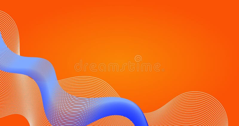 Abstract Background with Blue Waves on Orange Background. Vector ...