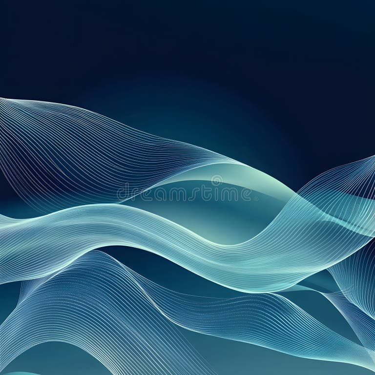 Abstract Background with Blue Waves. Abstract Blue Wavy Lines on Dark ...