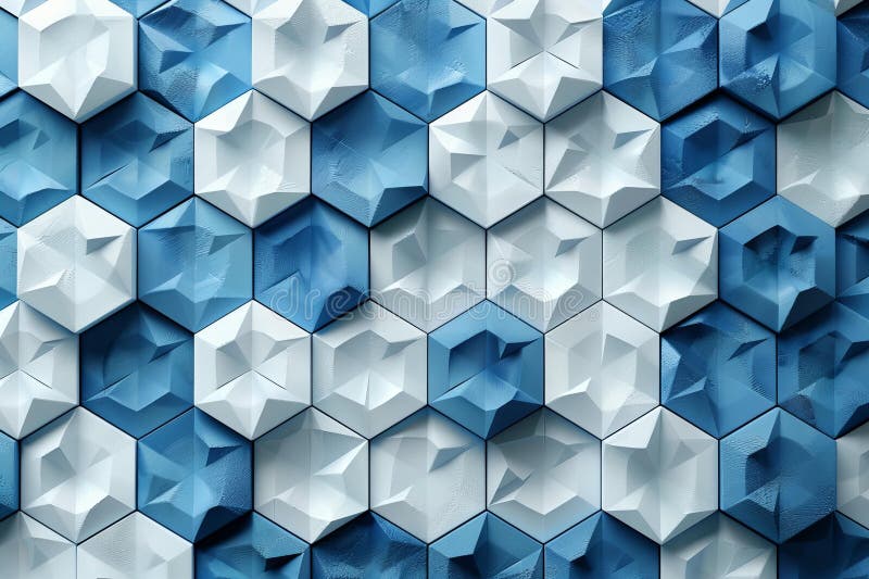 Abstract Background with Blue and White Hexagons in a Ing Style. Stock ...