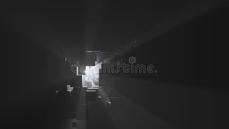 Abstract Background of Boxes, Light Rays and Fog Stock Illustration ...