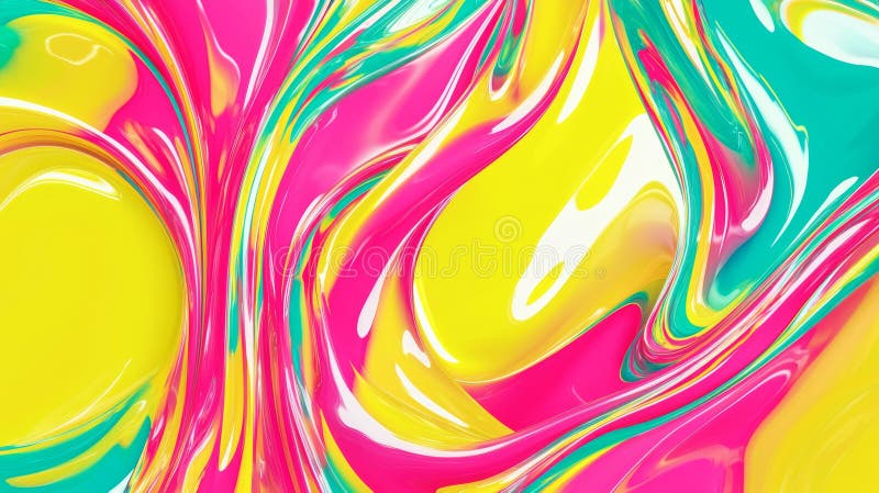 Abstract Background of Bright Colorful Liquid Paint Mixing, Swirling ...