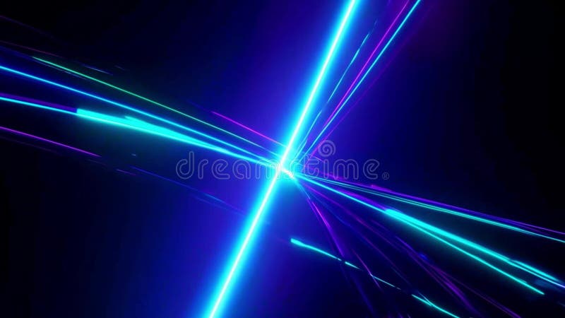 Abstract Background with Bright Neon Lines on a Deep Black Background ...