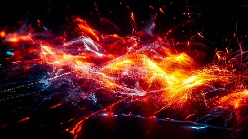 Abstract Background with Bright Red and Yellow Lights on Black ...