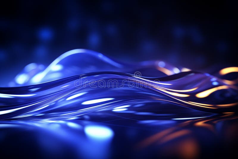 Abstract Background of Bright Roughen and Twist Neon Lines on Blue ...