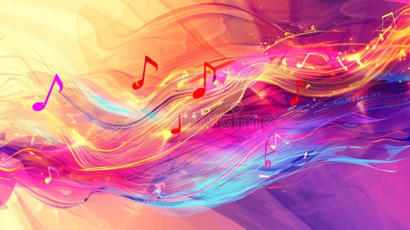 An Abstract Background with Bright, Vibrant Colors and Flowing Musical ...
