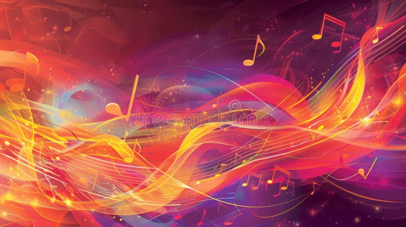 An Abstract Background with Bright, Vibrant Colors and Flowing Musical ...