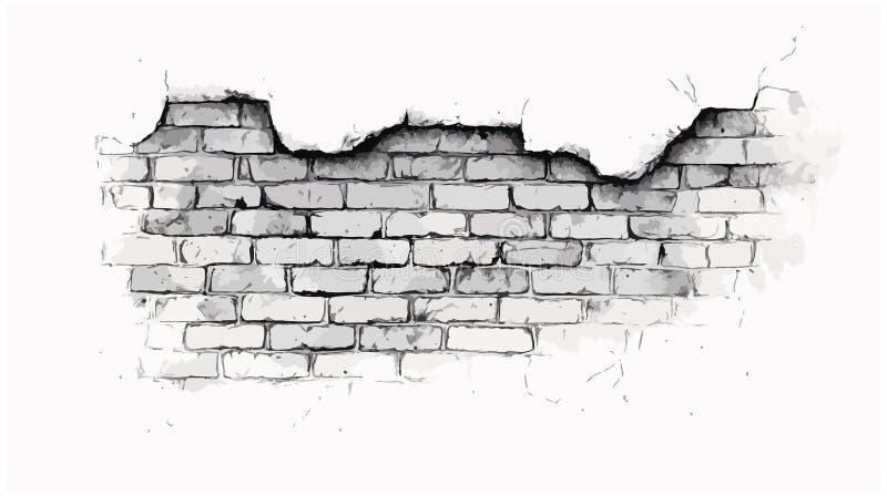 Abstract Background of a Broken Wall of Bricks Stock Illustration ...