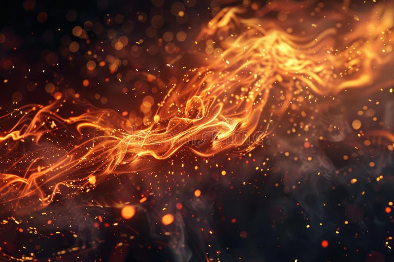 Abstract Fire Burning with Embers and Smoke Effect Background Stock ...