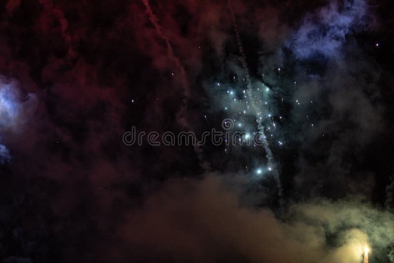 Abstract Background of Burning Fireworks, Smoke and Fireworks. Space ...