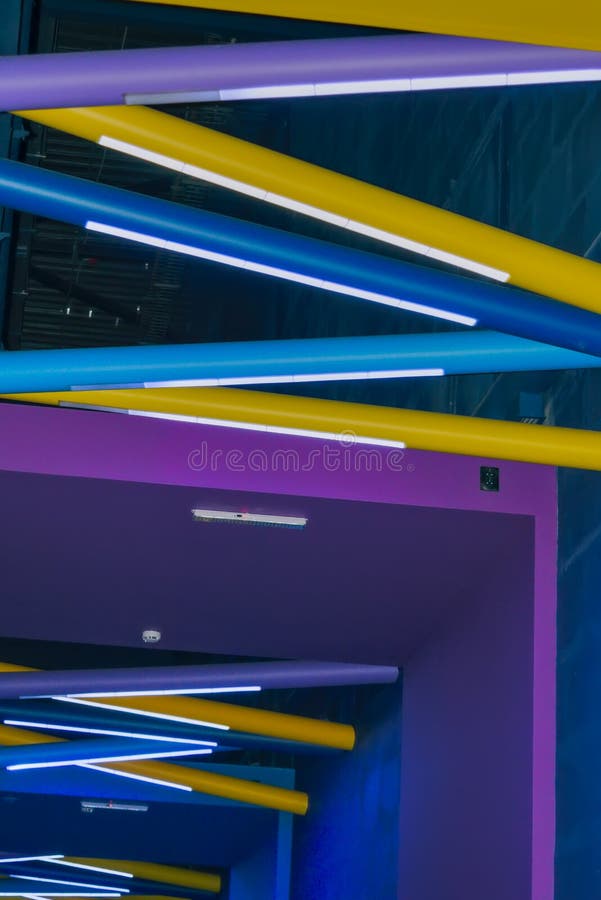 Abstract Background Ceiling Structures with Fluorescent Light Elements ...