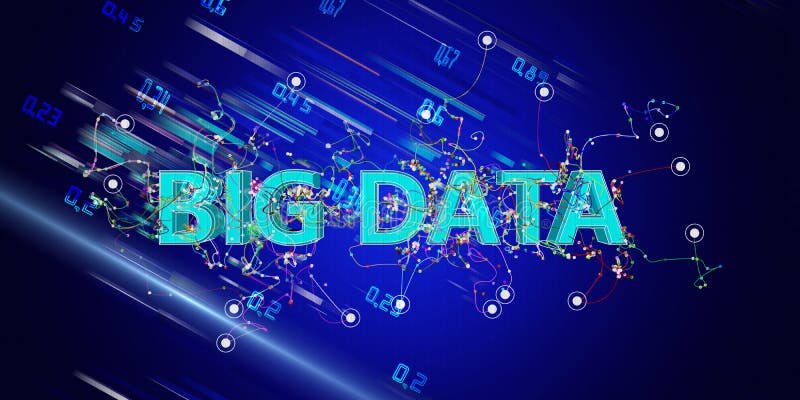 Abstract Background with Chaotic Lines and Wireframe Big Data Text on ...