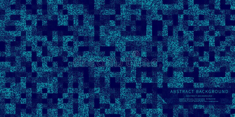 Abstract Background Chaotic Size Blue Pixels. Rectangle Mosaic Gradient with Noise Design Stock ...