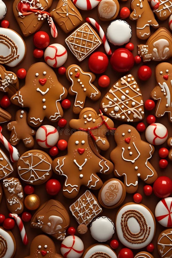 Abstract Background with Christmas Gingerbread Pieces. Stock ...