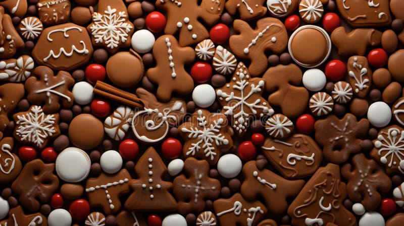 Abstract Background with Christmas Gingerbread Pieces and Cookies ...