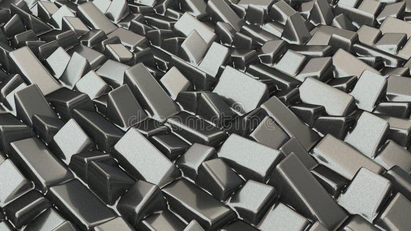 Abstract Background with Chrome Cubes, Geometric Low-poly Installation ...