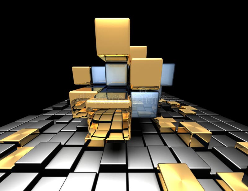 Abstract Background. Chrome Dark Cubes Stock Illustration ...