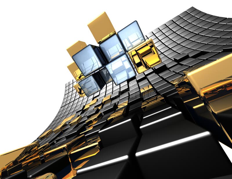 Abstract Background. Chrome Dark Cubes Stock Illustration ...