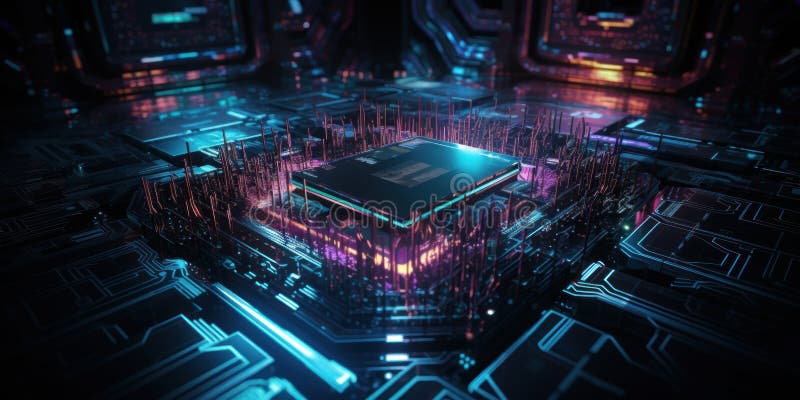 Abstract Background Circuit Computer and Chip Stock Illustration ...