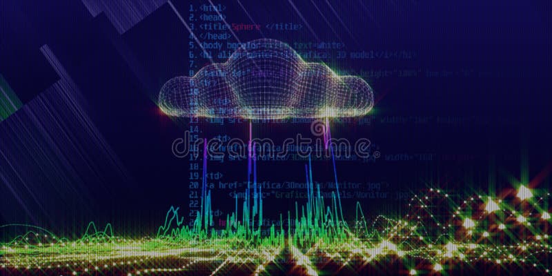 Abstract Background with Cloud Computing Code Concept with Blurred ...