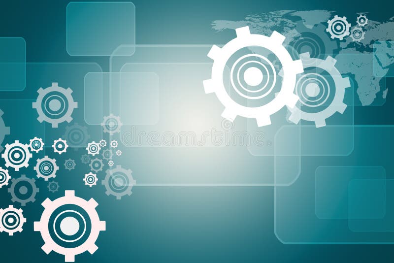 Abstract Background with Cogs and World Map Stock Illustration ...
