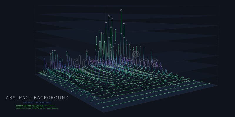 Abstract Background Color Graph In Net From Circles And Noisy Lines On