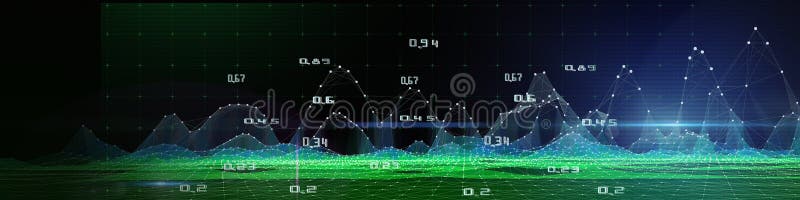 Abstract Background Color Graph Wireframe From Circles And Data Lines On Dark Stock Image