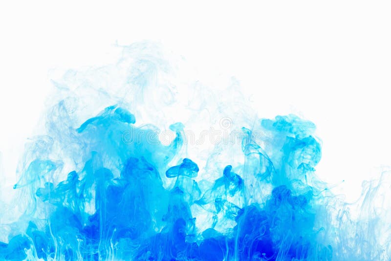 Abstract Background Color Ink Drop in Water. Blue Cloud of Paint on ...