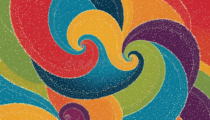 Abstract Background with Color Swirl and Dots on Black Background ...