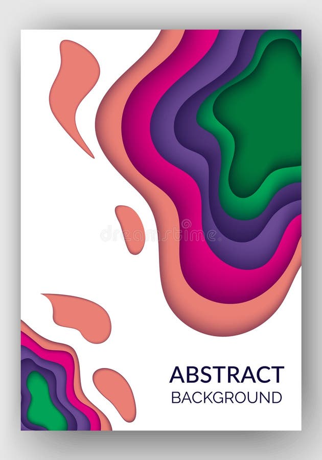 Abstract Background with Color Waves, Paper Art Illustration Liquid ... Abstract Background with Color Waves, Paper Art Illustration Liquid ...
