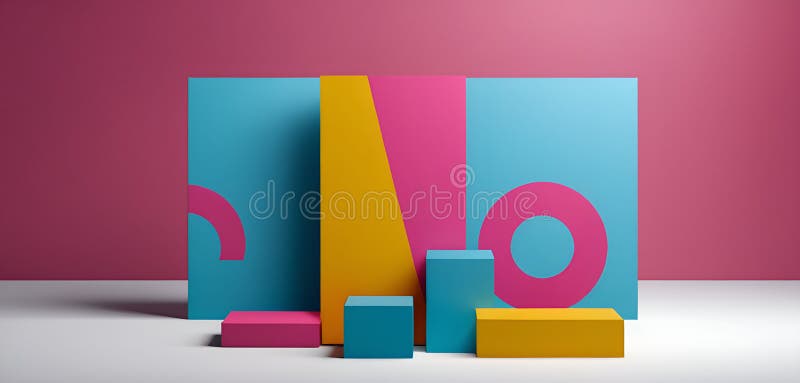Abstract Background, with Colored Blocks Collected in the Center on a ...