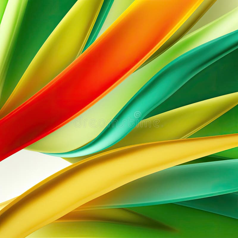 Abstract Background of Colored Curved Ribbons - 3D Render Illustration ...