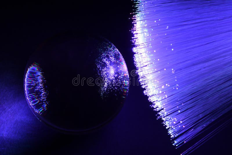 Abstract Background with Colored Fibers Optics Reflected on Glass ...