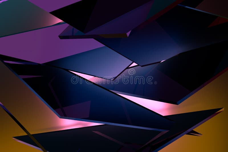 Abstract Background of Colored Intersecting Triangles. 3D Render Stock ...