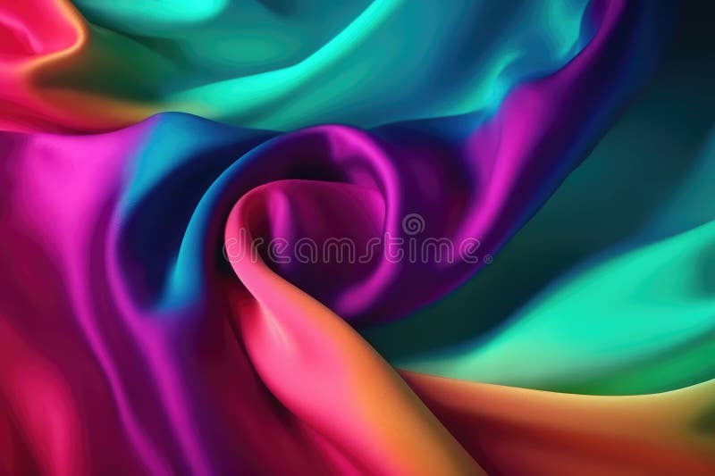 Abstract Background of Colored Silk Fabric with Waves and Folds, Close ...