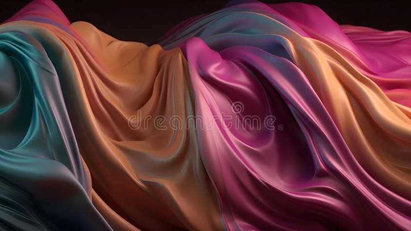 Abstract Background of Colored Silk or Satin with Some Smooth Folds in ...