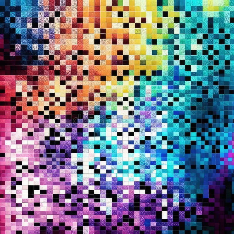 Abstract Background with Colored Squares in the Style of Pixel Art. Generative AI Generative AI ...