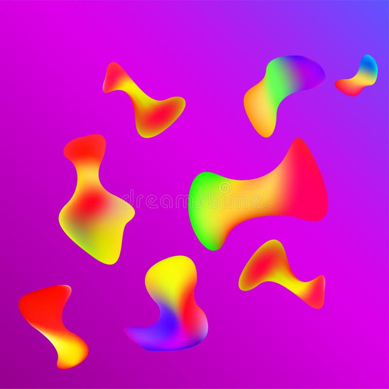 A Set of Amorphous Shapes on a Dark Background. Abstract Vector ...