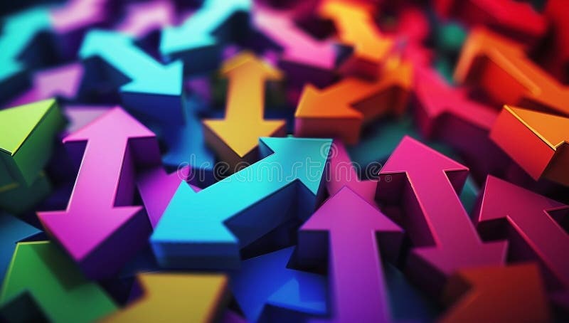 Abstract Background with Colorful Arrows Showing Direction and Progress Stock Illustration ...