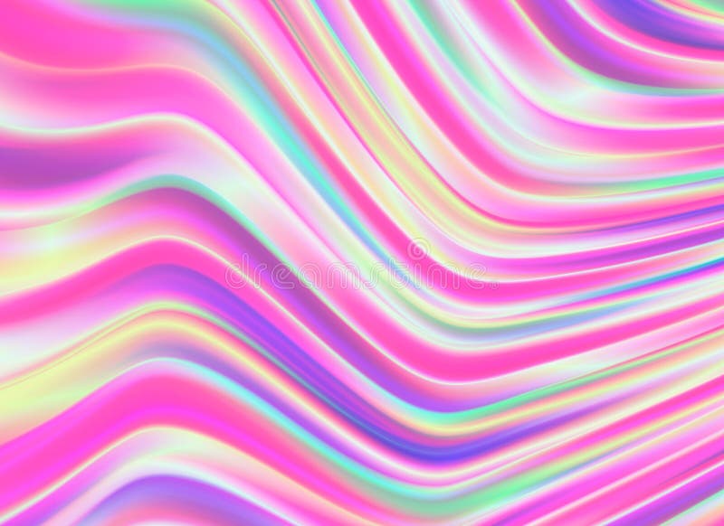 Background with Colorful Chromatic Waves in Pink, Hologram Foil Pattern ...
