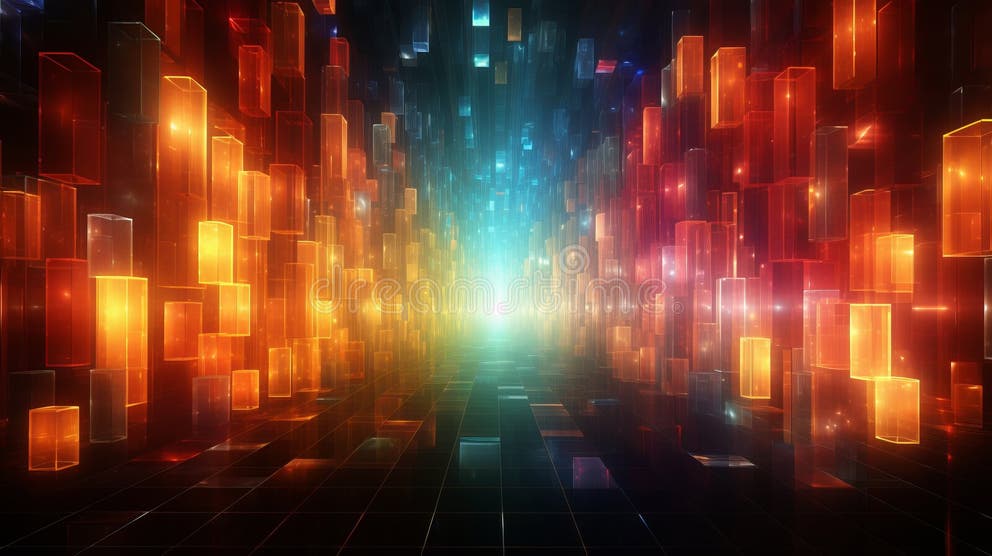 Abstract Background with Colorful Cubes and Light Stock Illustration ...