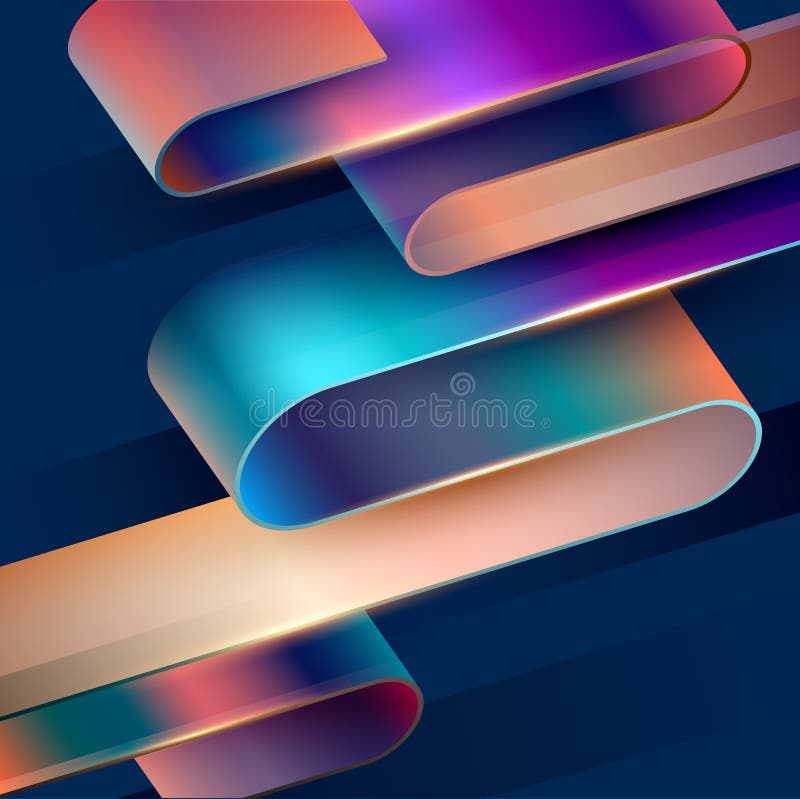 Abstract Background. Colorful 3D Tape on Dark Background Stock Vector ...