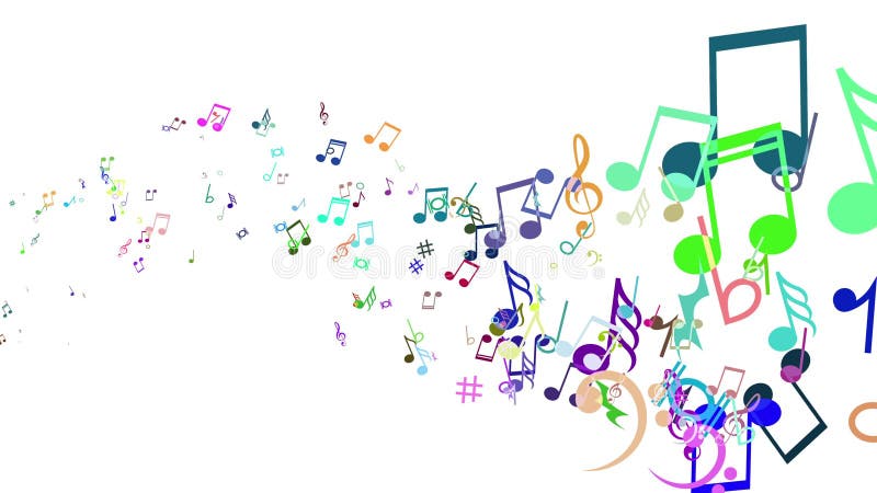 Abstract Background with Colorful Music Notes. Seamless Loop Stock ...